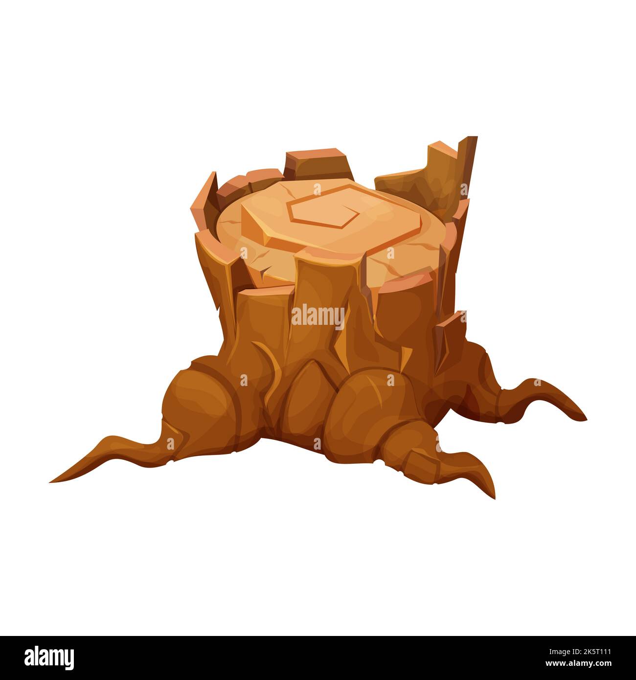 Stump of tree, detailed drawing in cartoon style isometric isolated on ...