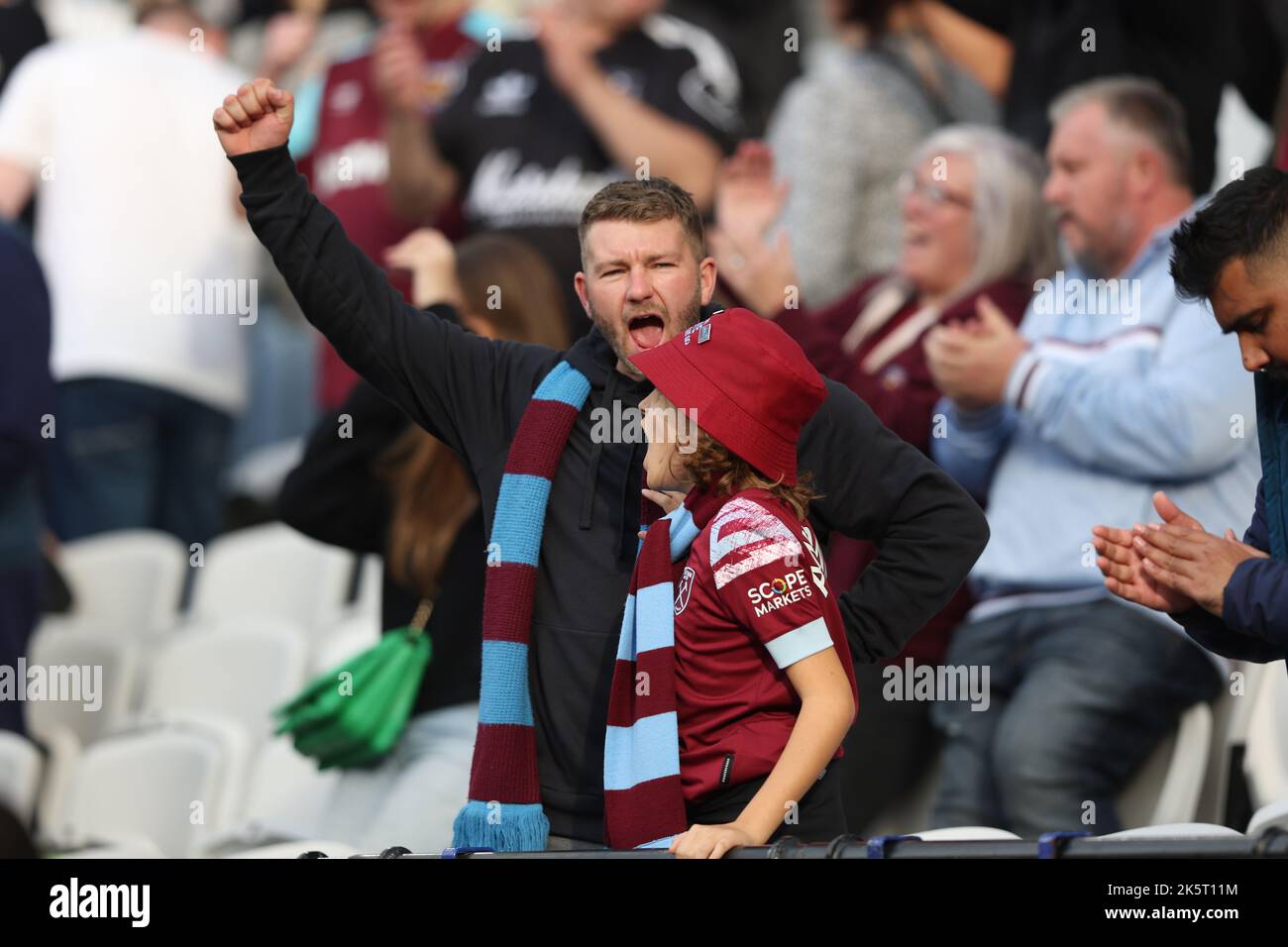 West Ham fans celebrate victory during the Premier league match between West Ham United and ...