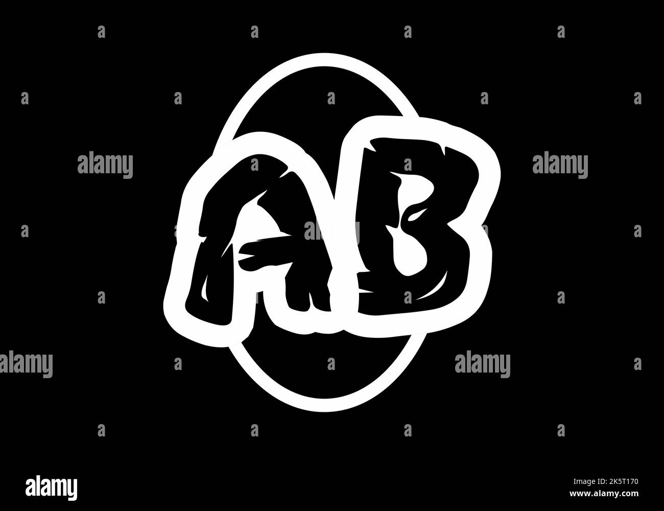 An editable illustration of a fun AB font on a black background Stock ...