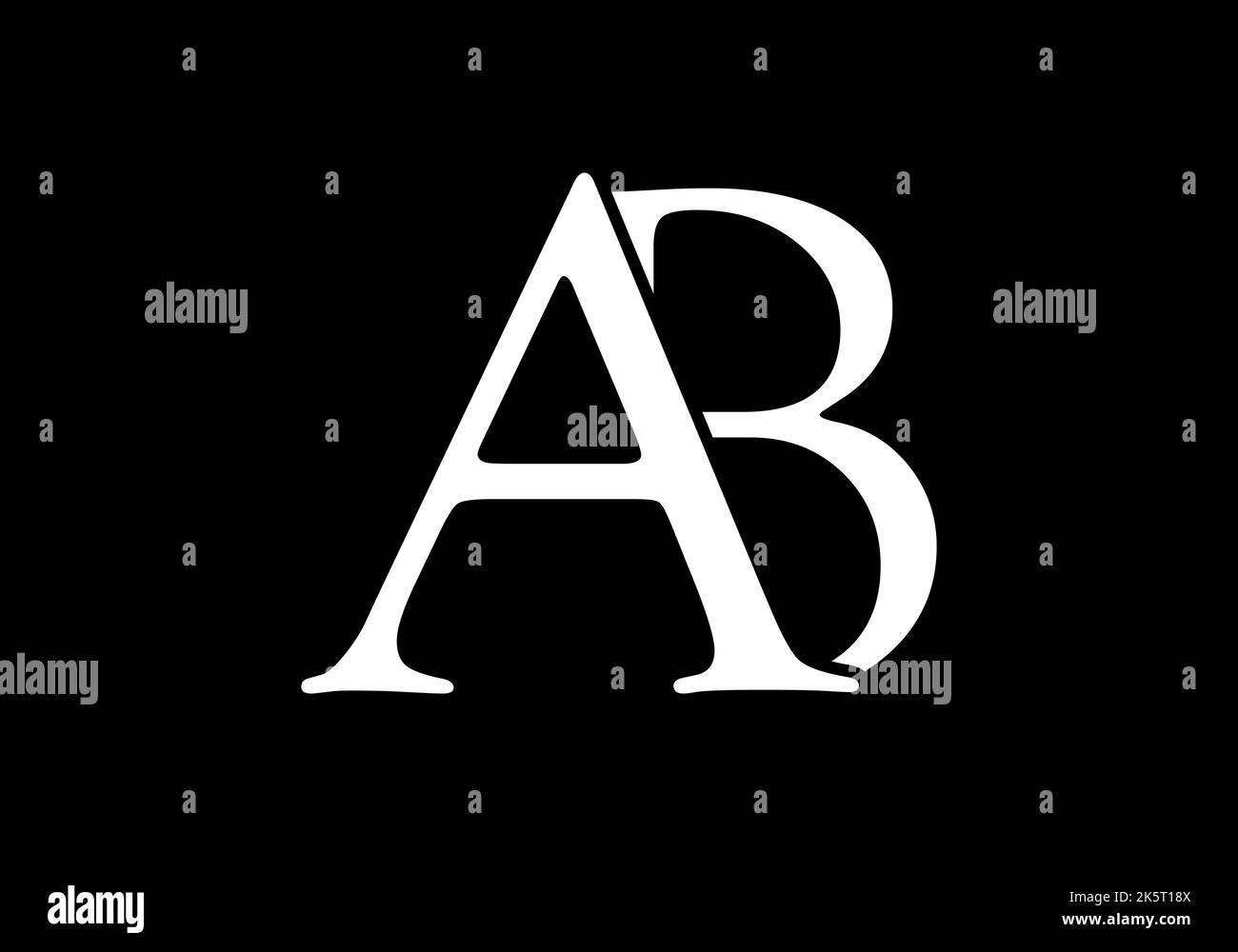 An editable illustration of a fancy AB font on a black background Stock ...