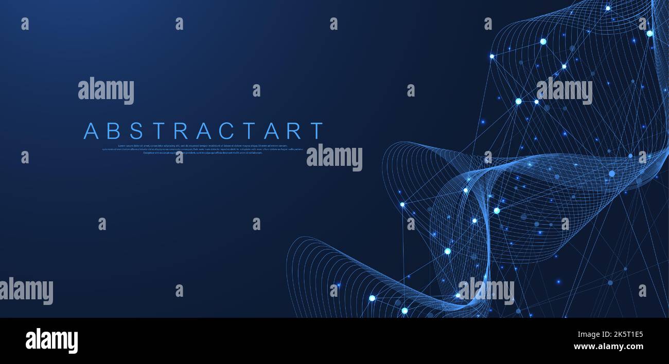 Technology abstract lines and dots connection background. Connection digital data and big data ...