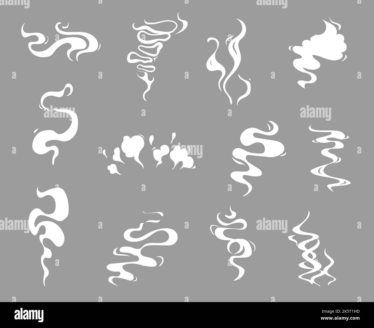 Cartoon smoke effects, food flavor, coffee and tea steam. White vector ...