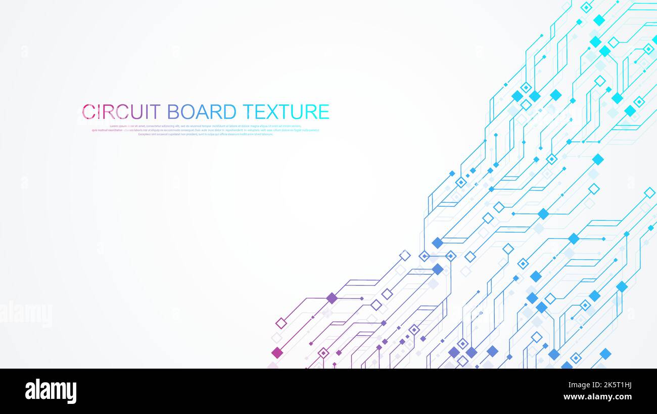Modern technology circuit board texture background design. Waves flow. Quantum explosion ...