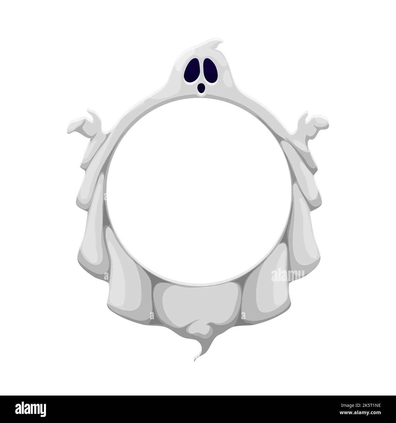 Halloween cartoon ghost frame. Creepy spirit of dead, isolated flying scary ghost character ...