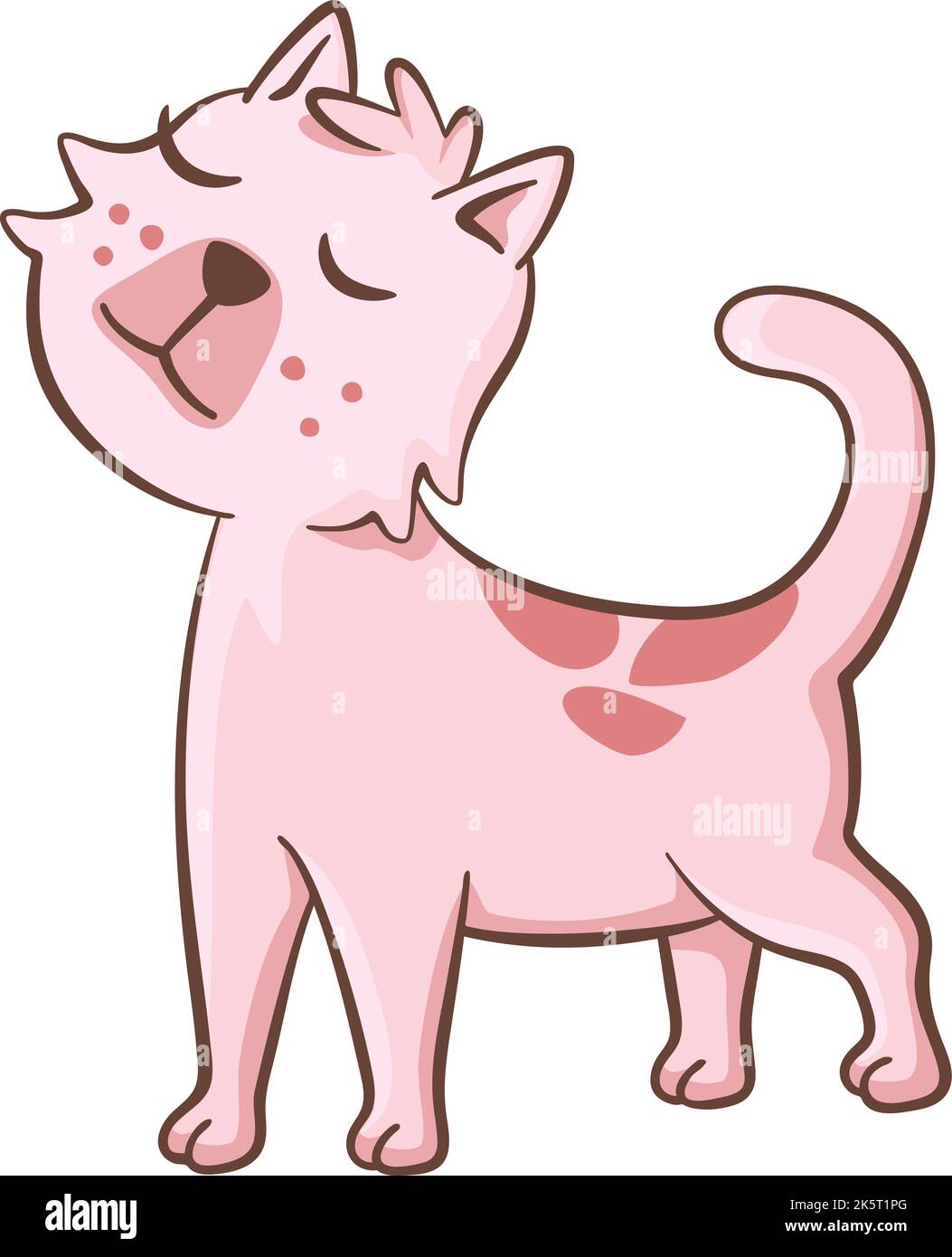 Cute illustration of a little cat. Vector illustration on white ...