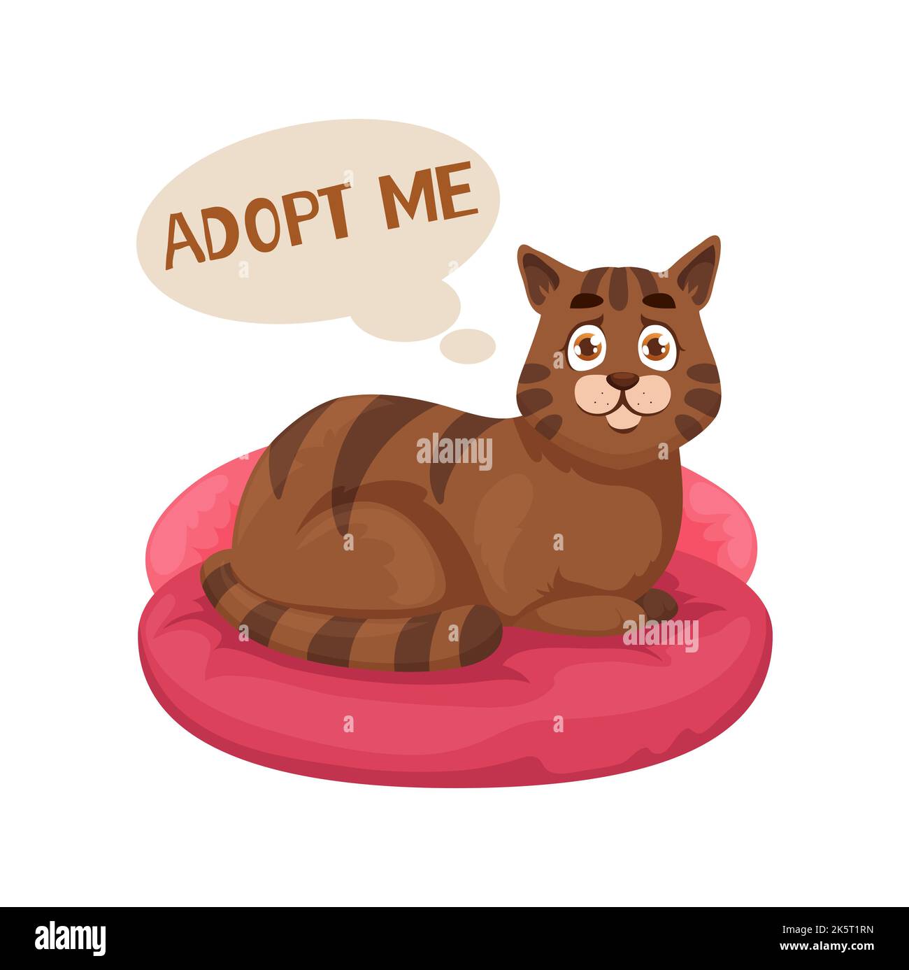 Animals adoption, isolated vector cat with plaintive look lying on ...
