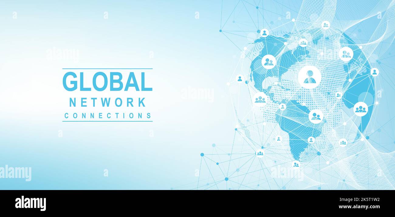 Global network connection concept. Big data visualization. Social ...