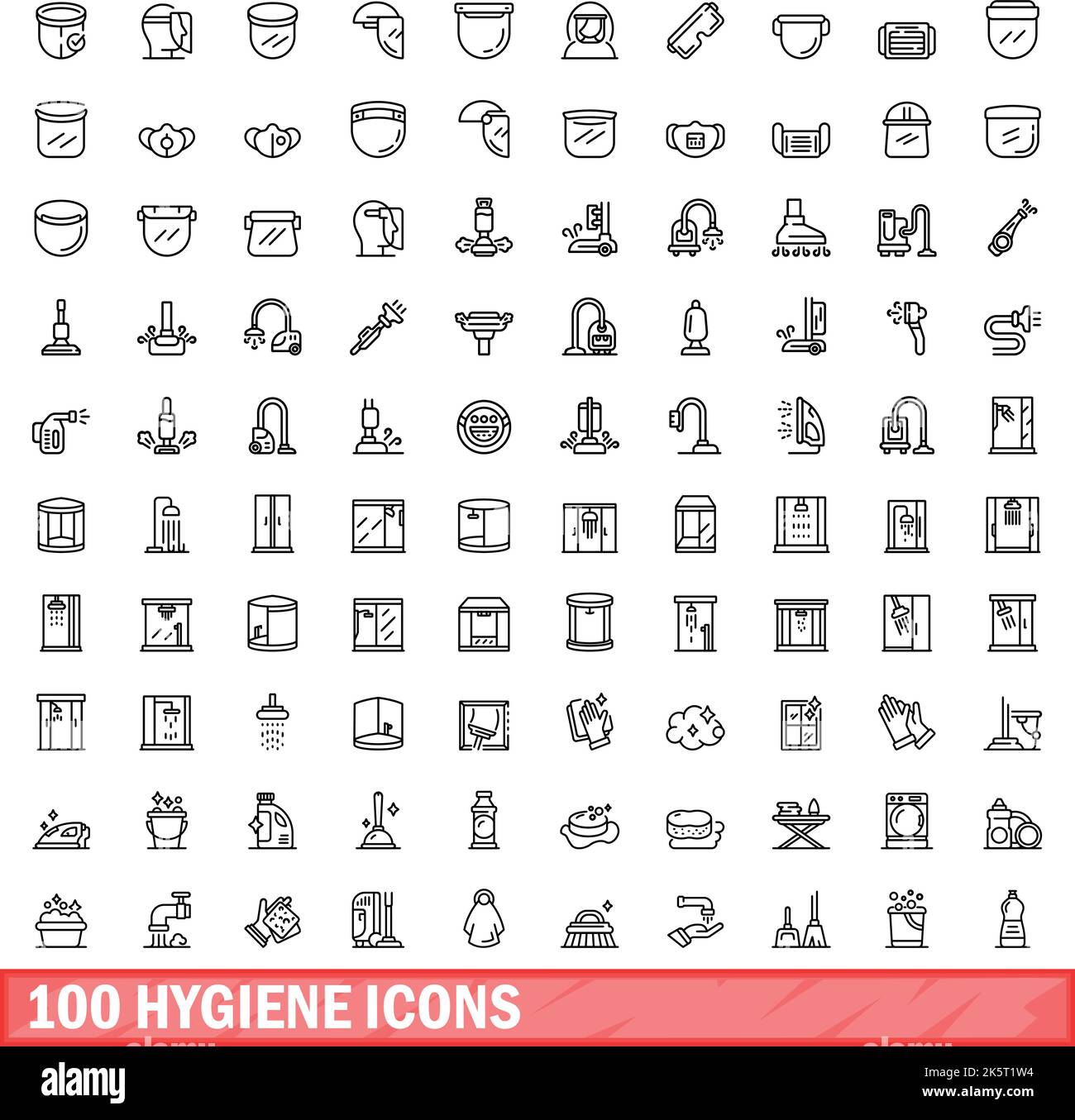 100 hygiene icons set. Outline illustration of 100 hygiene icons vector ...