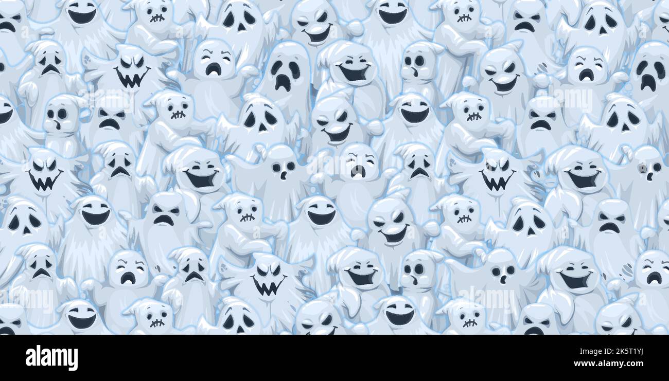 Halloween ghost characters pattern background. Autumn holiday backdrop ...