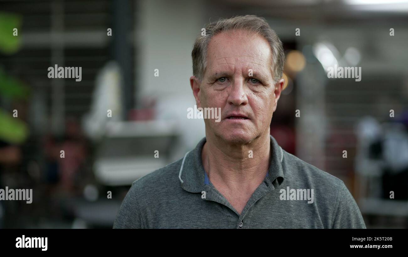 One older man with worried expression. Senior person with baffled ...