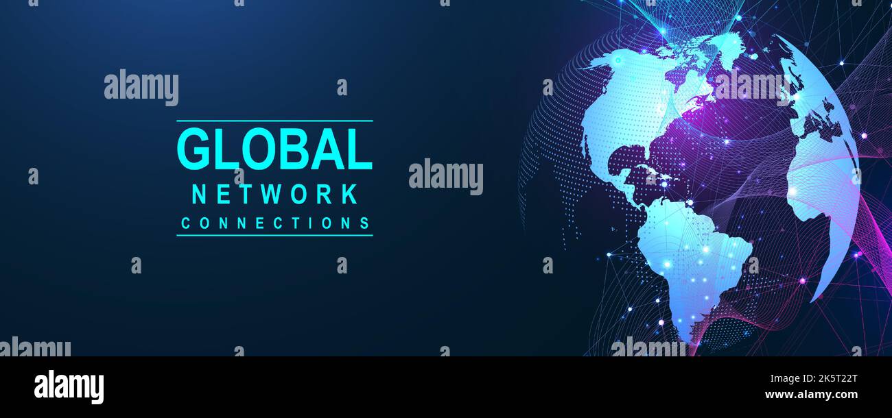 Global network connection concept. Big data visualization. Social ...
