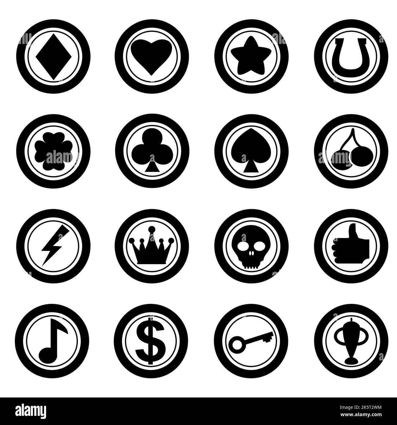 Casino Slot Machine Set Icons, shape. Gambling symbols, objects. Vector ...