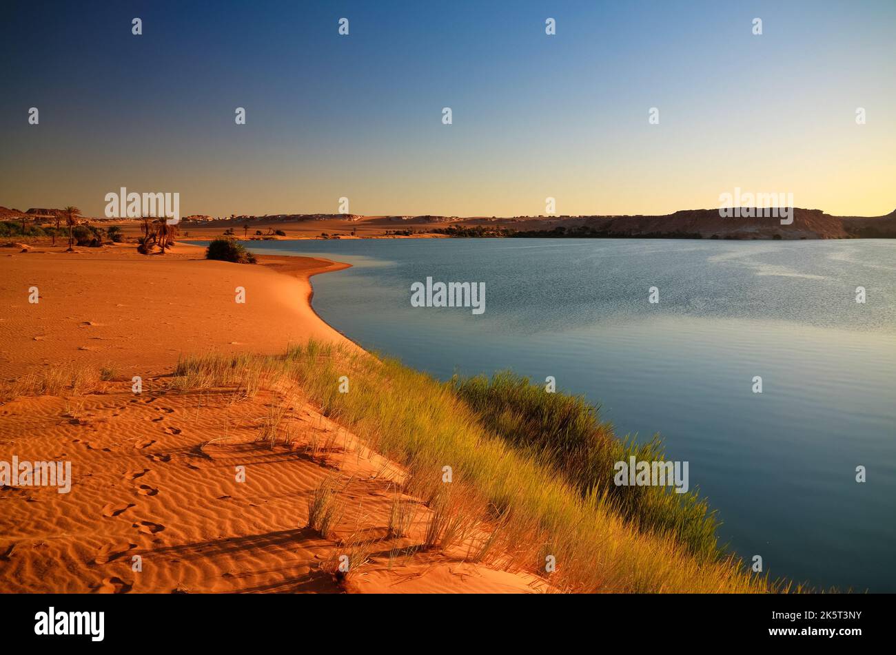 sunset Panoramic view to Yoa lake group of Ounianga kebir lakes ...