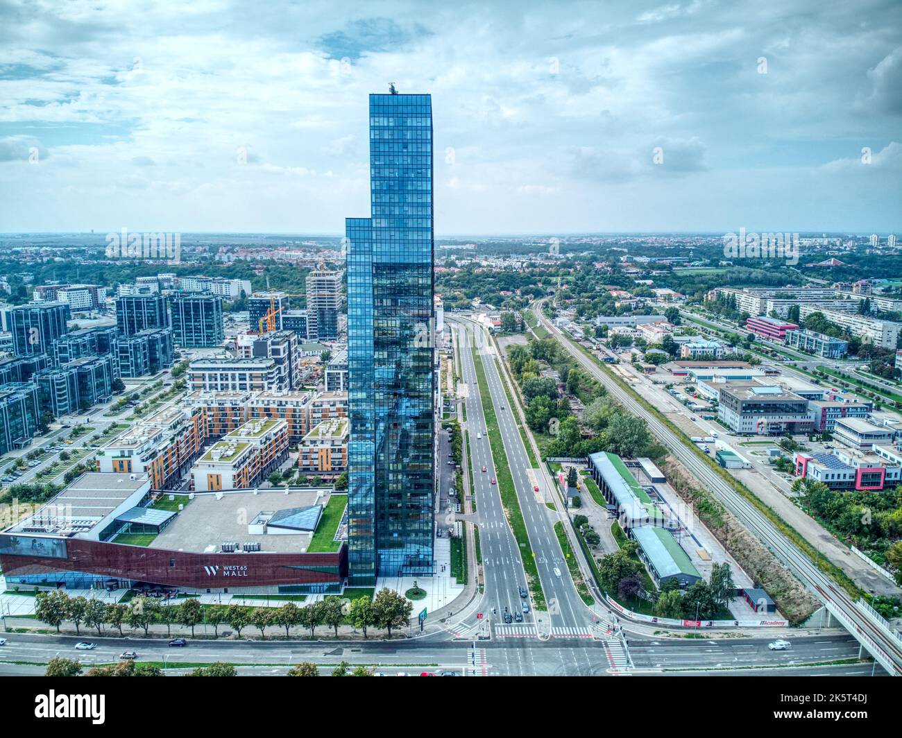 The view of the West 65 Belgrade skyscraper at the corner of ...