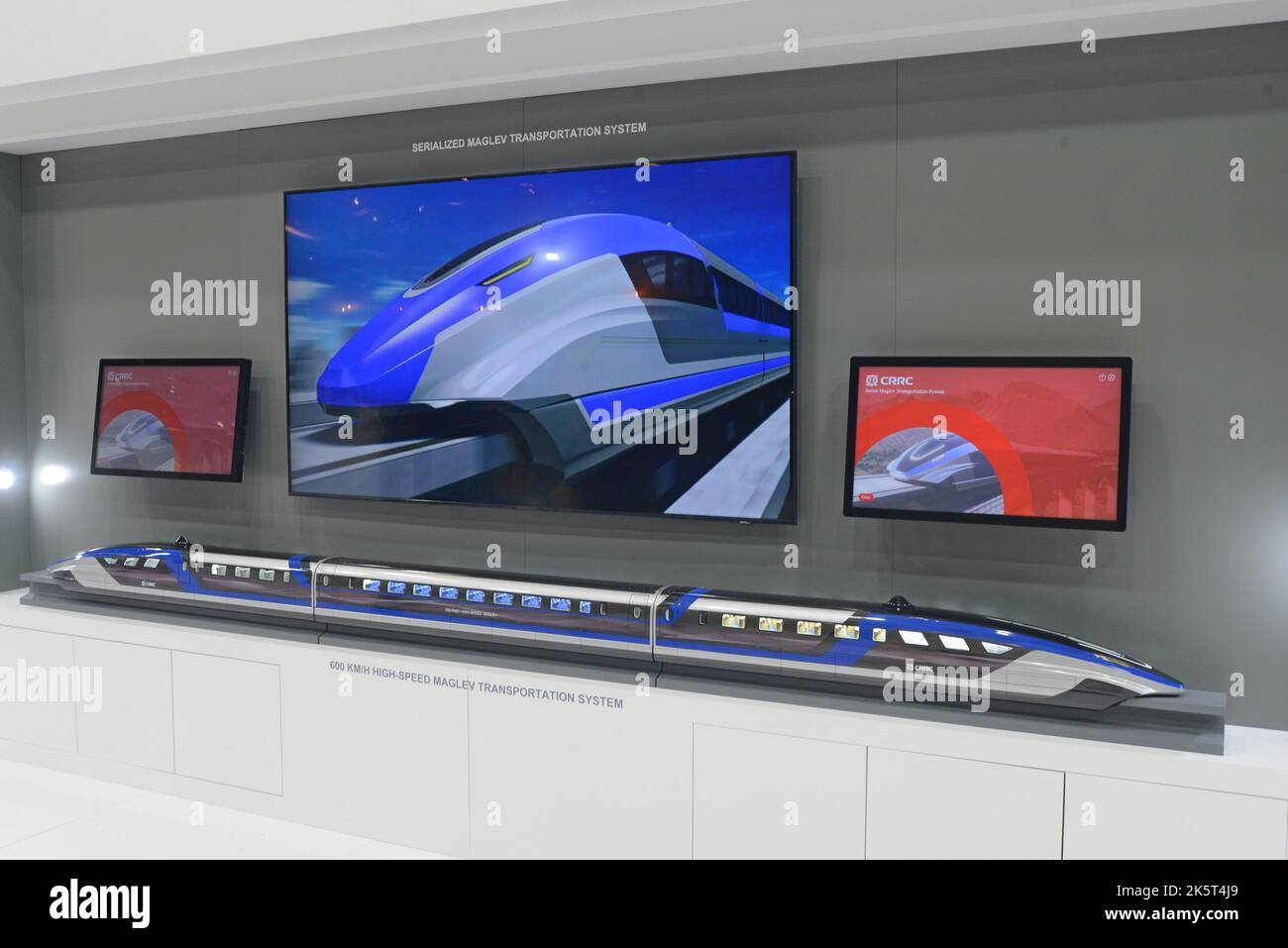 A display by CRRC China Railways of their new Maglev high speed magnetic levitation train at ...