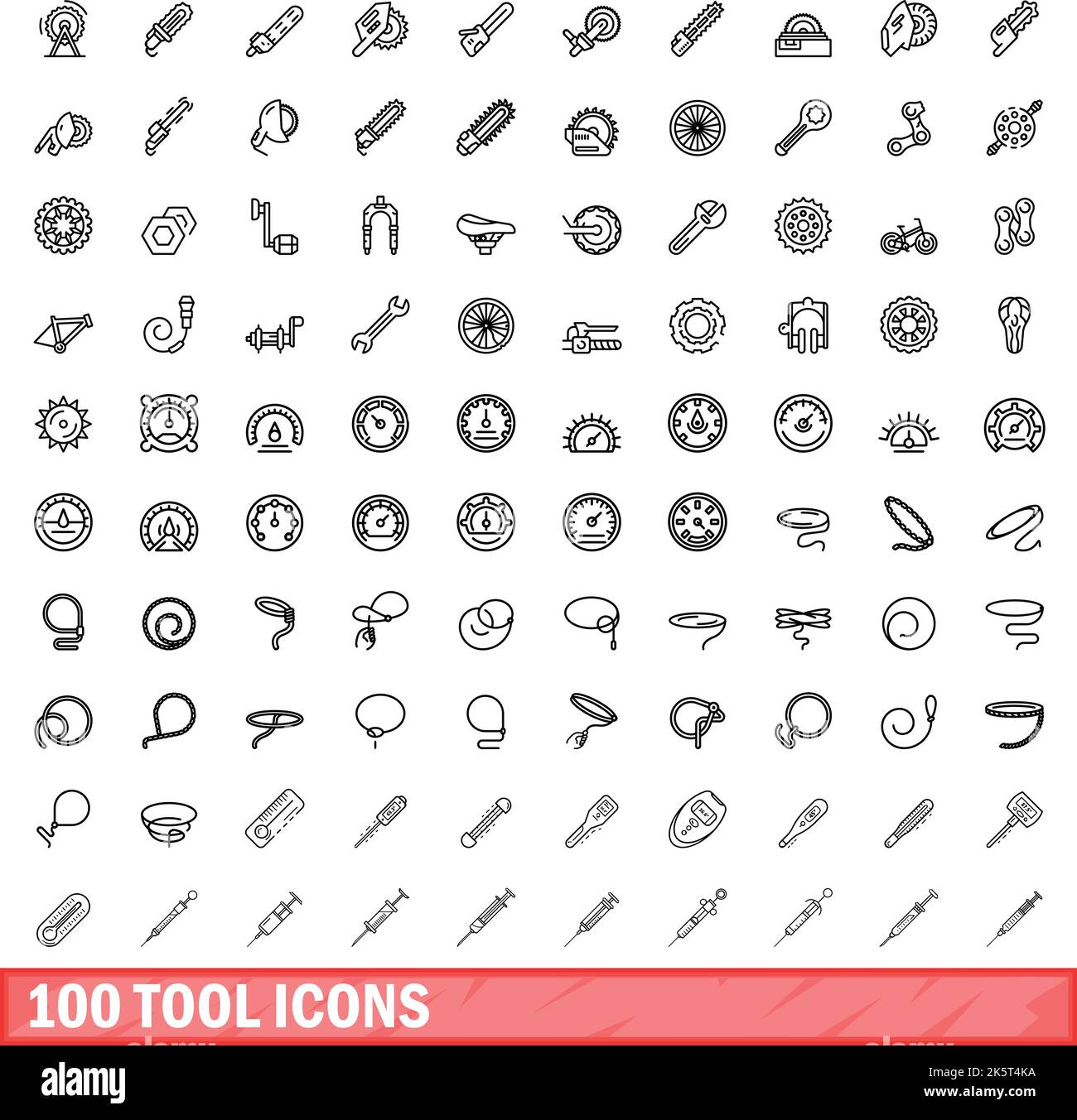 100 tool icons set. Outline illustration of 100 tool icons vector set ...