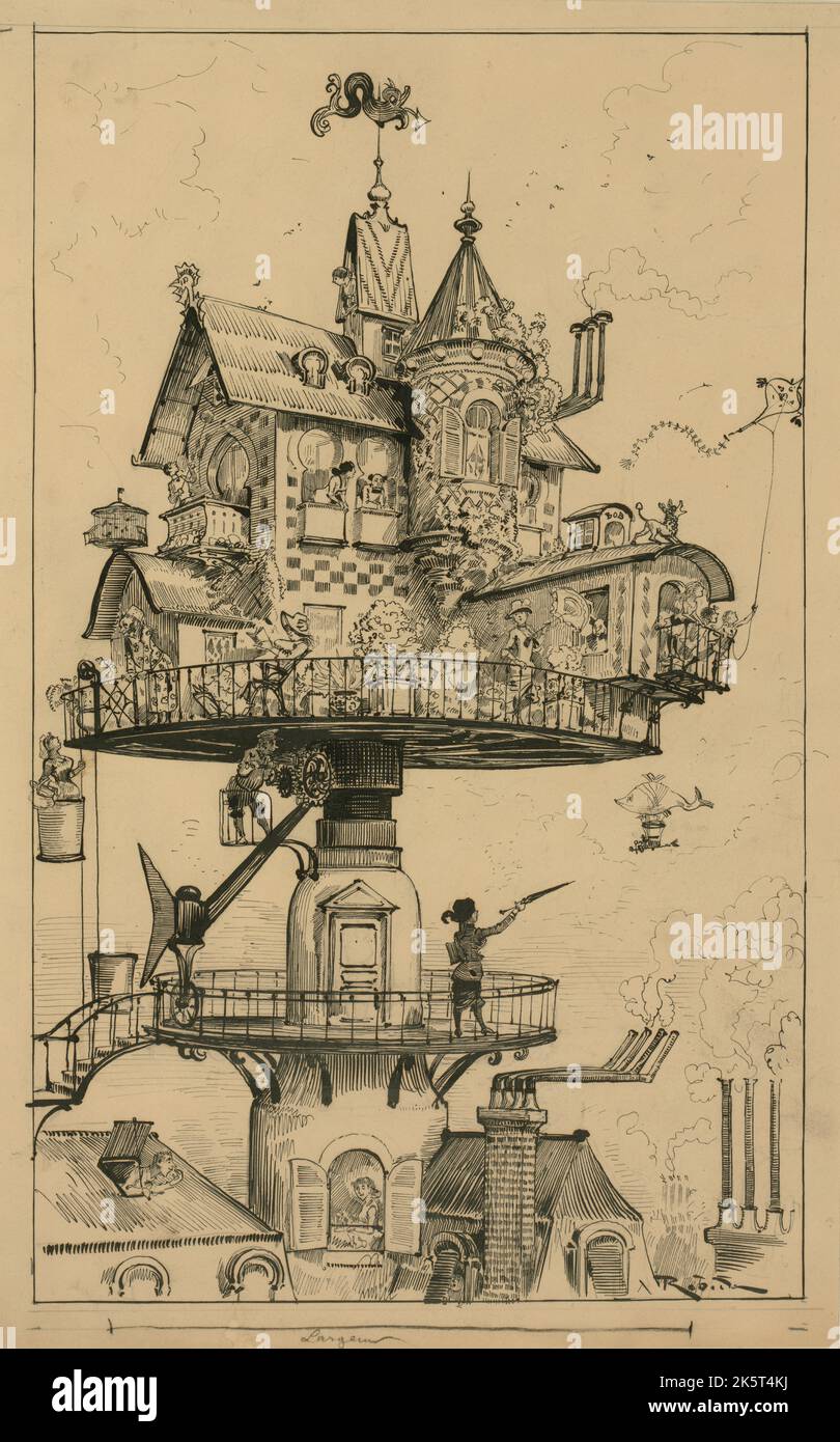 Illustration for "Le Vingtième Siècle" by Albert Robida, 1883. Private ...