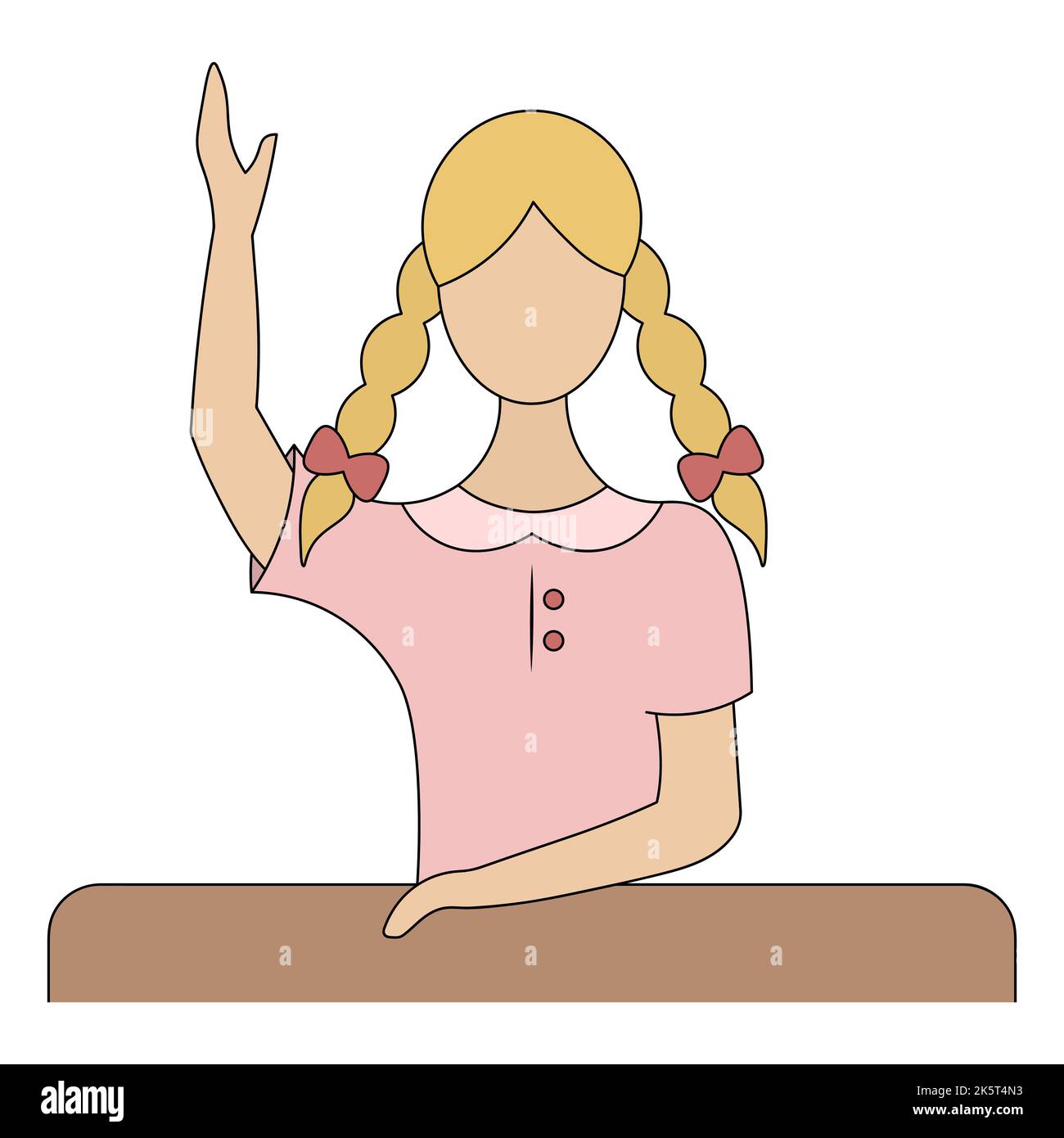 Cartoon Girl Raising Hand