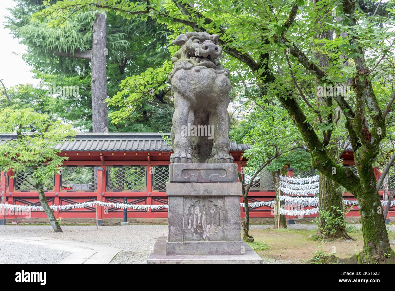 Komainu, or lion-dog, statue at Nezu Shrine, Ueno, Tokyo, Japan ...