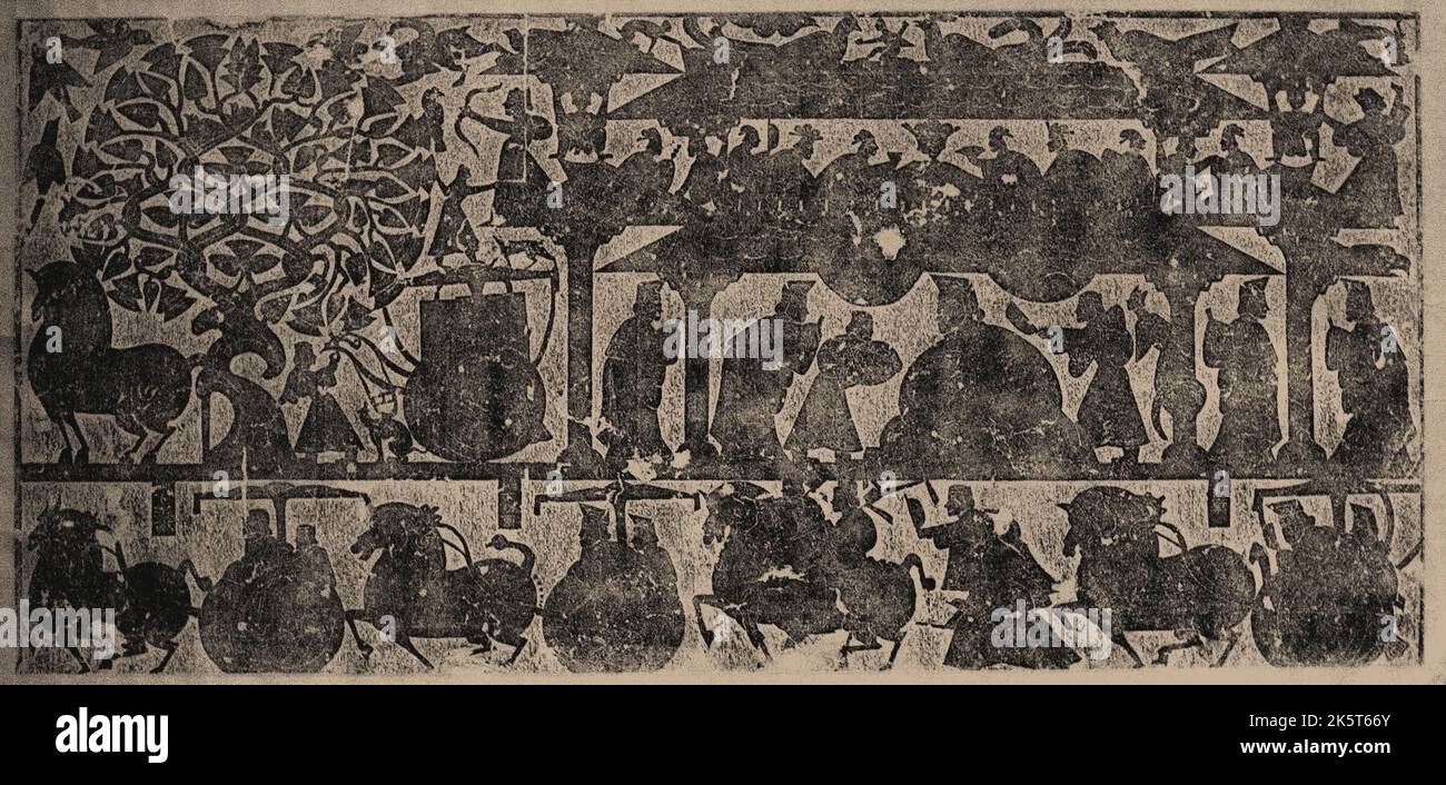 The rubbing from the carved stone chambers of the Wu Family in Shantung ...