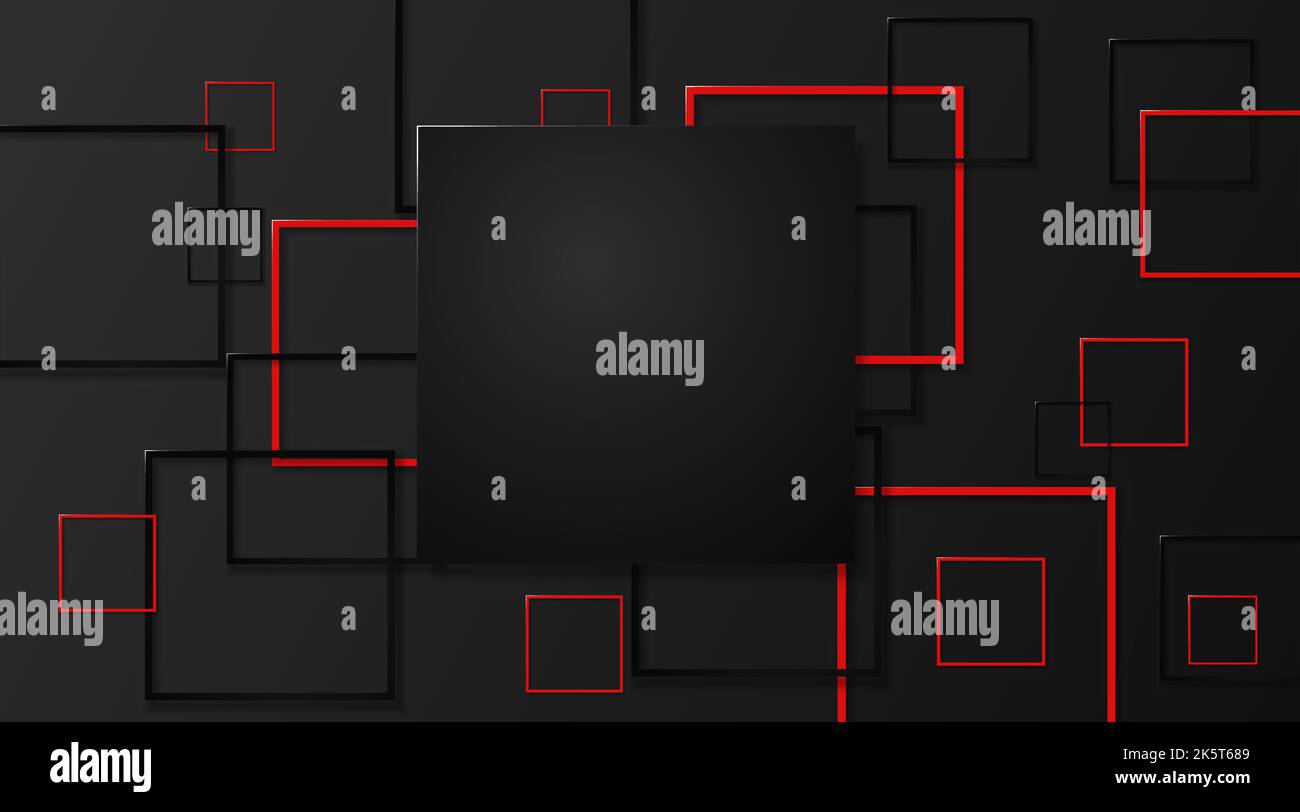 Vector black square background geometric shapes red lines overlap Stock Vector Image & Art - Alamy