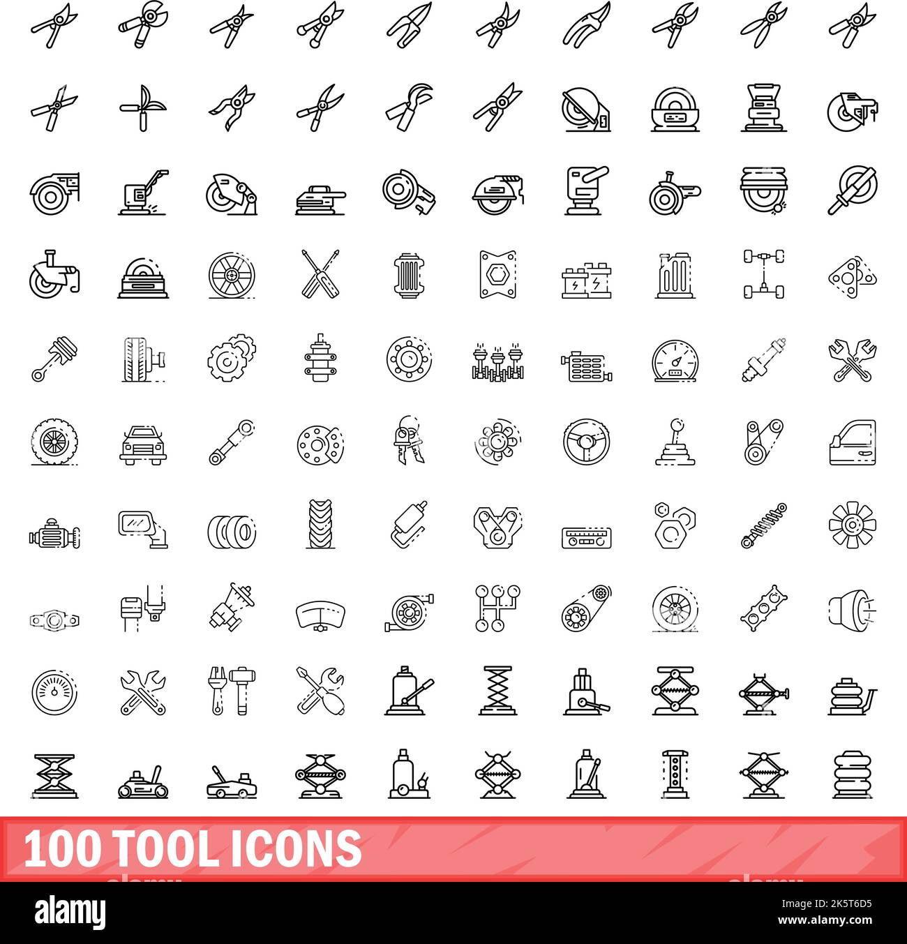 100 tool icons set. Outline illustration of 100 tool icons vector set ...