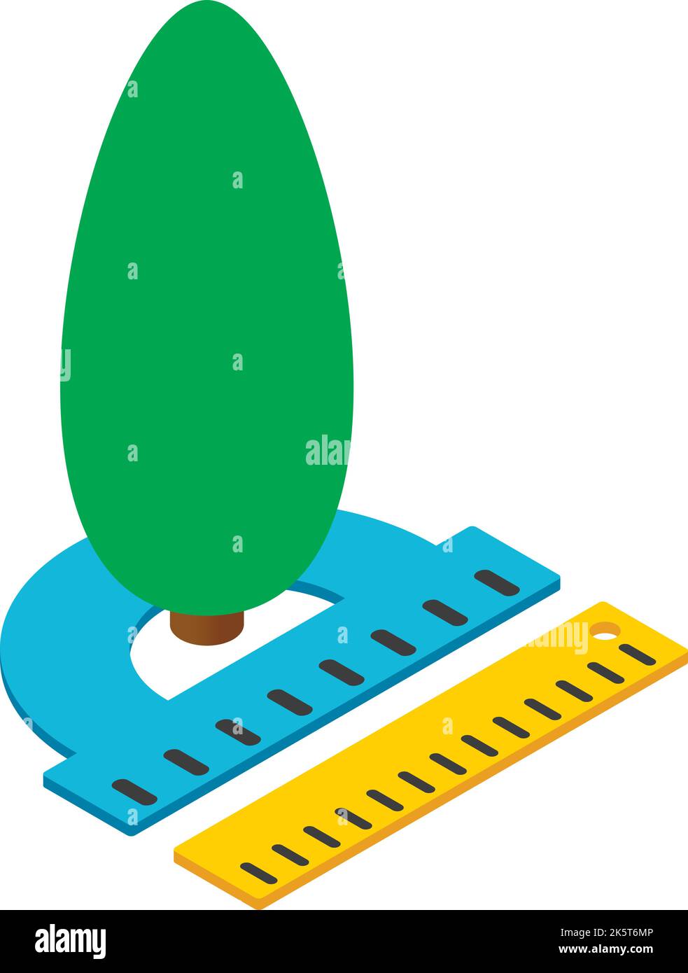 Measurement concept icon isometric vector. Decorative tree, protractor ...
