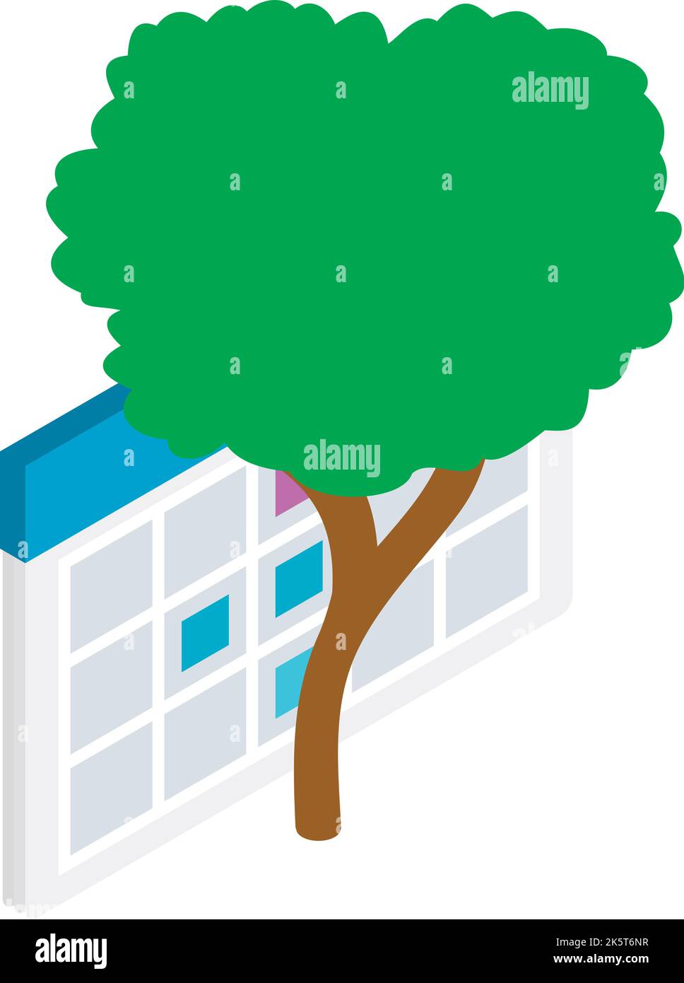 Season concept icon isometric vector. Desktop calendar and green leafy ...