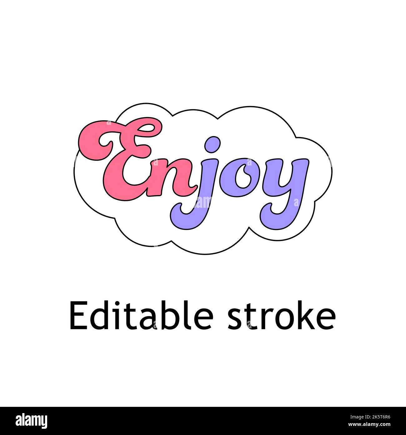 Funky Enjoy lettering sticker in retro 70s style. Isolated vector of ...
