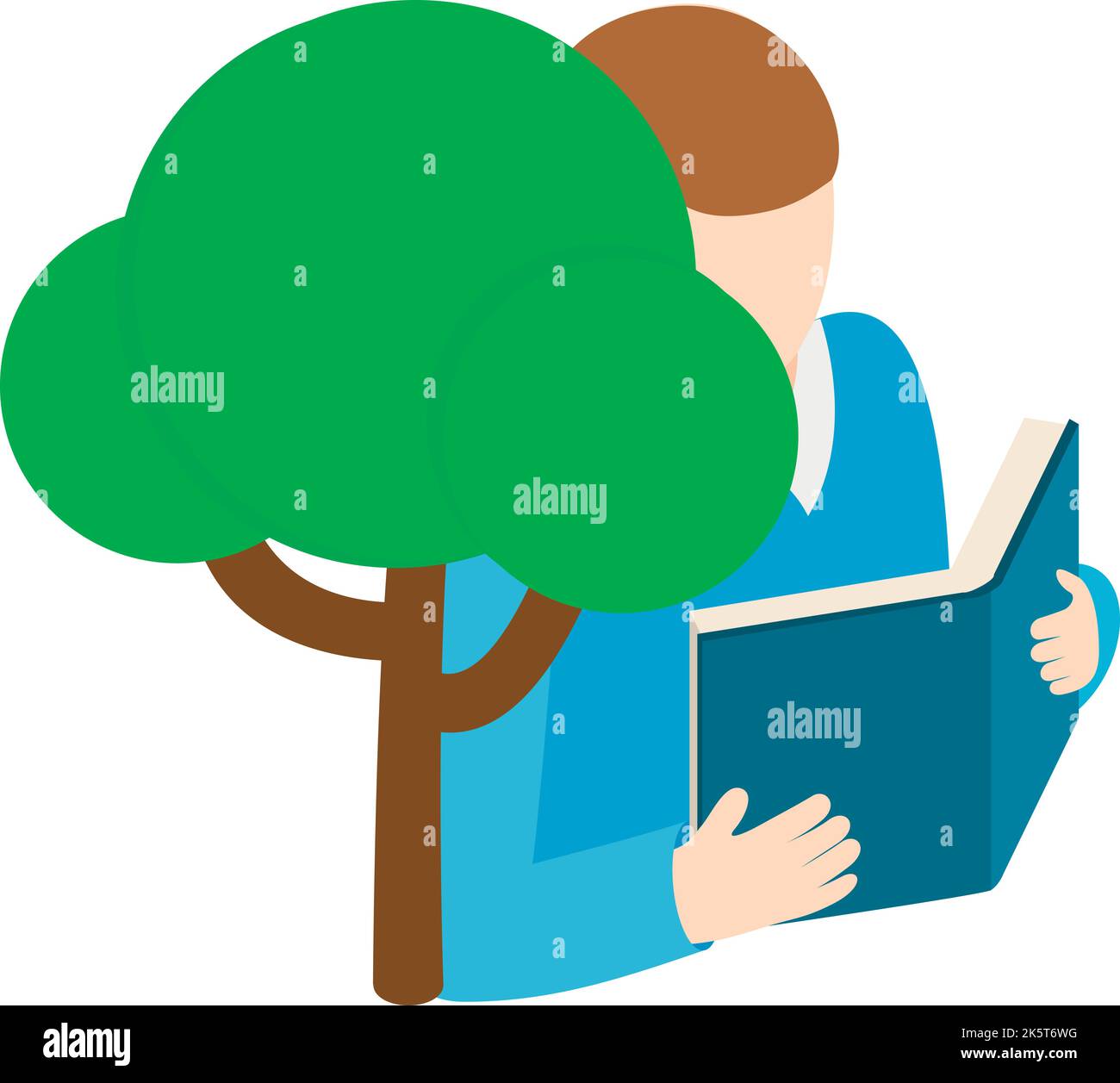 Reading concept icon isometric vector. Young man reading paper book ...