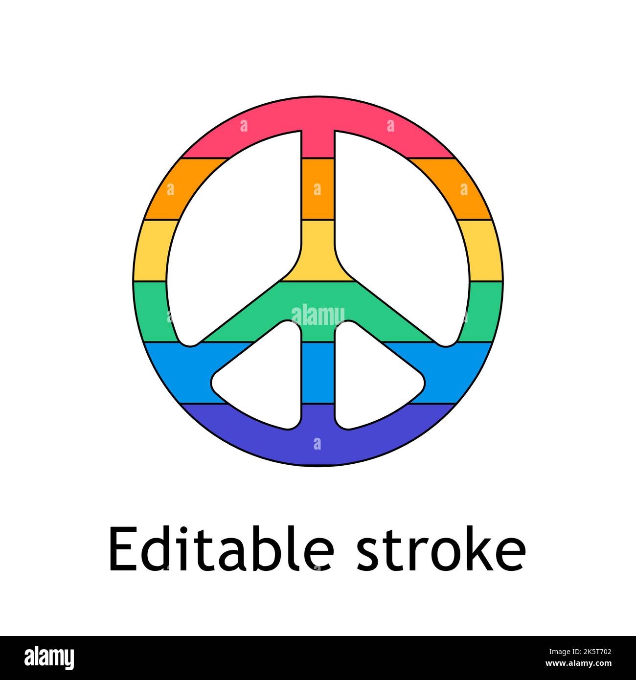 LGBT peace symbol. Retro 70s groovy sticker. Hippie pacific sign in ...