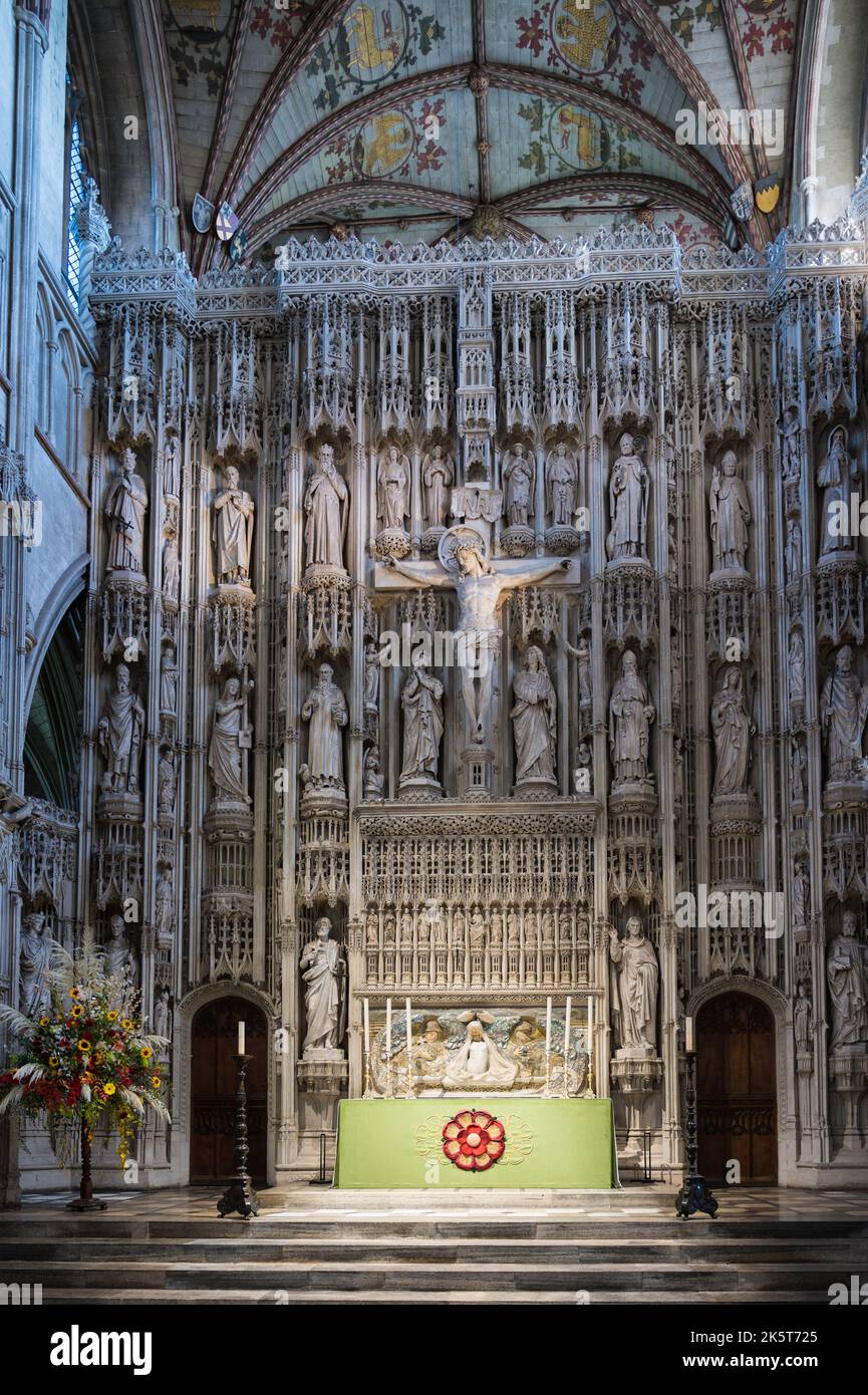 Carved screen and altar in The Quire of The Cathedral and Abbey Church ...