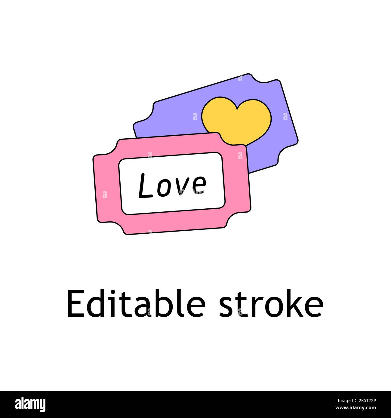 Two cute love tickets or coupons stickers. - isolated vector. Design ...