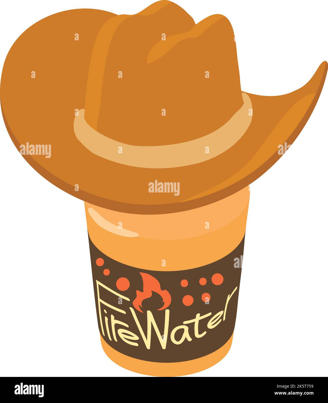 Cowboy concept icon isometric vector. Classic cowboy hat and fire water ...