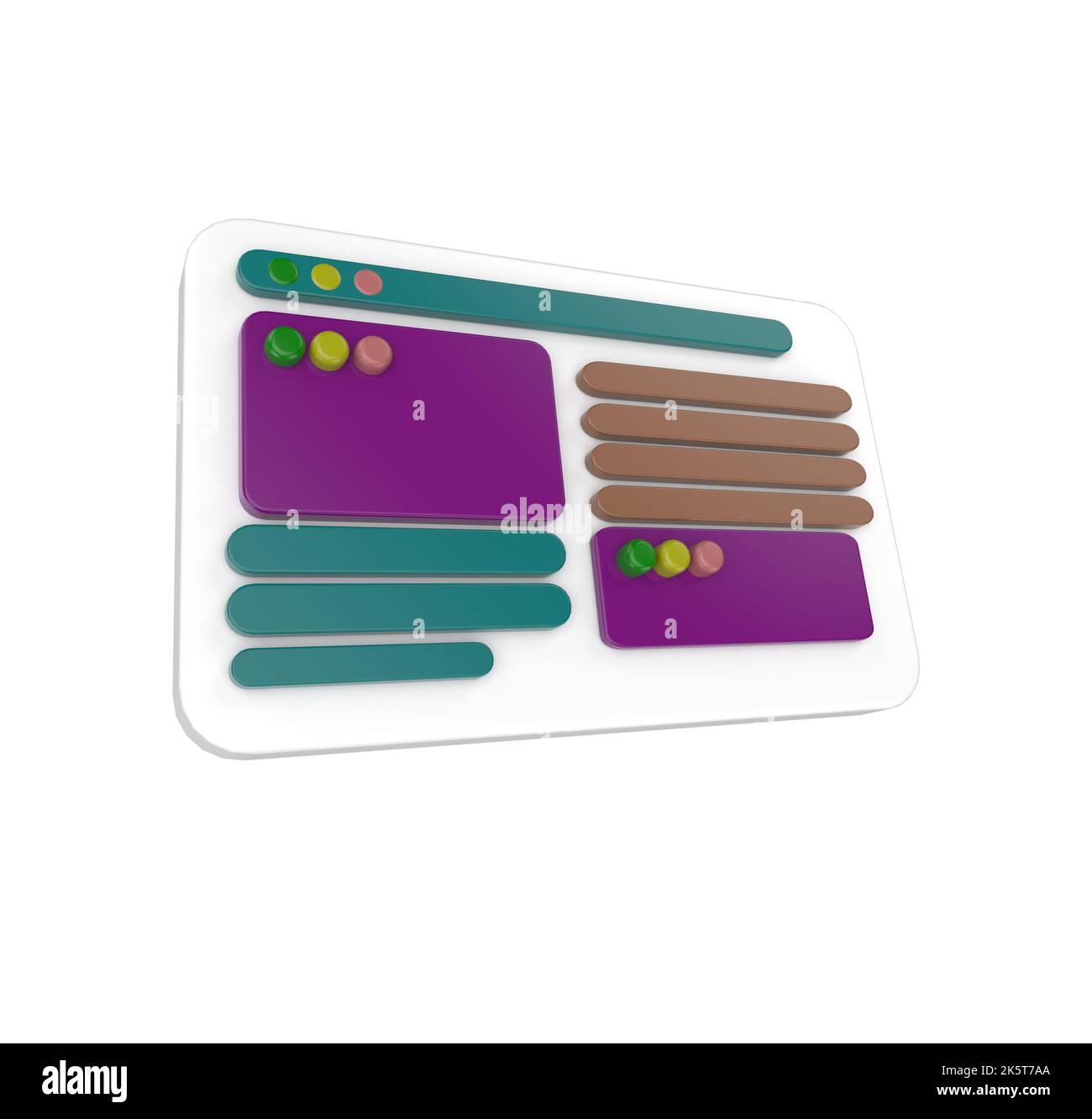 minimal 3d Illustration Web UI or UX design, web page concept. Web design, computer browser ...