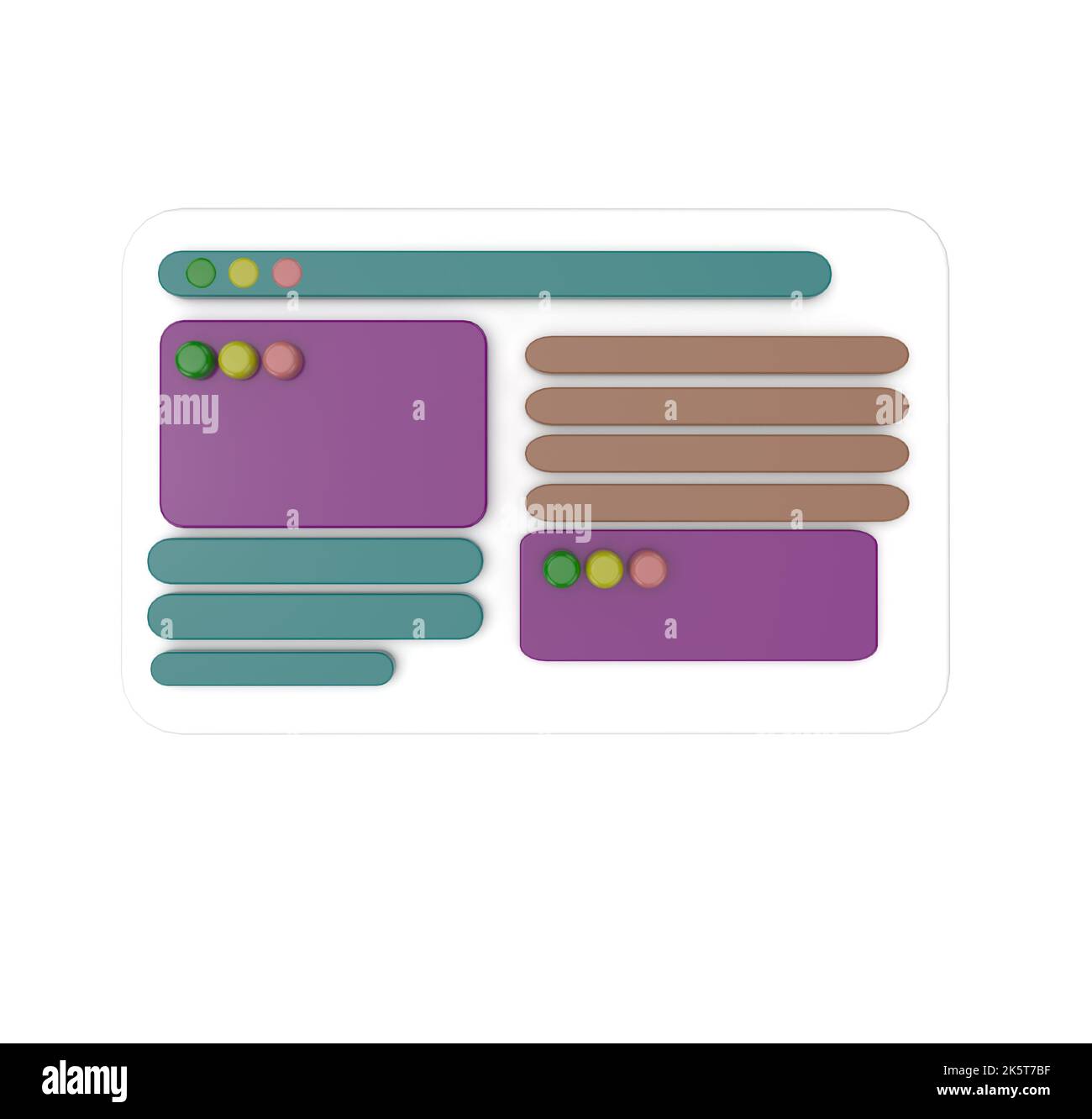 minimal 3d Illustration Web UI or UX design, web page concept. Web design, computer browser ...