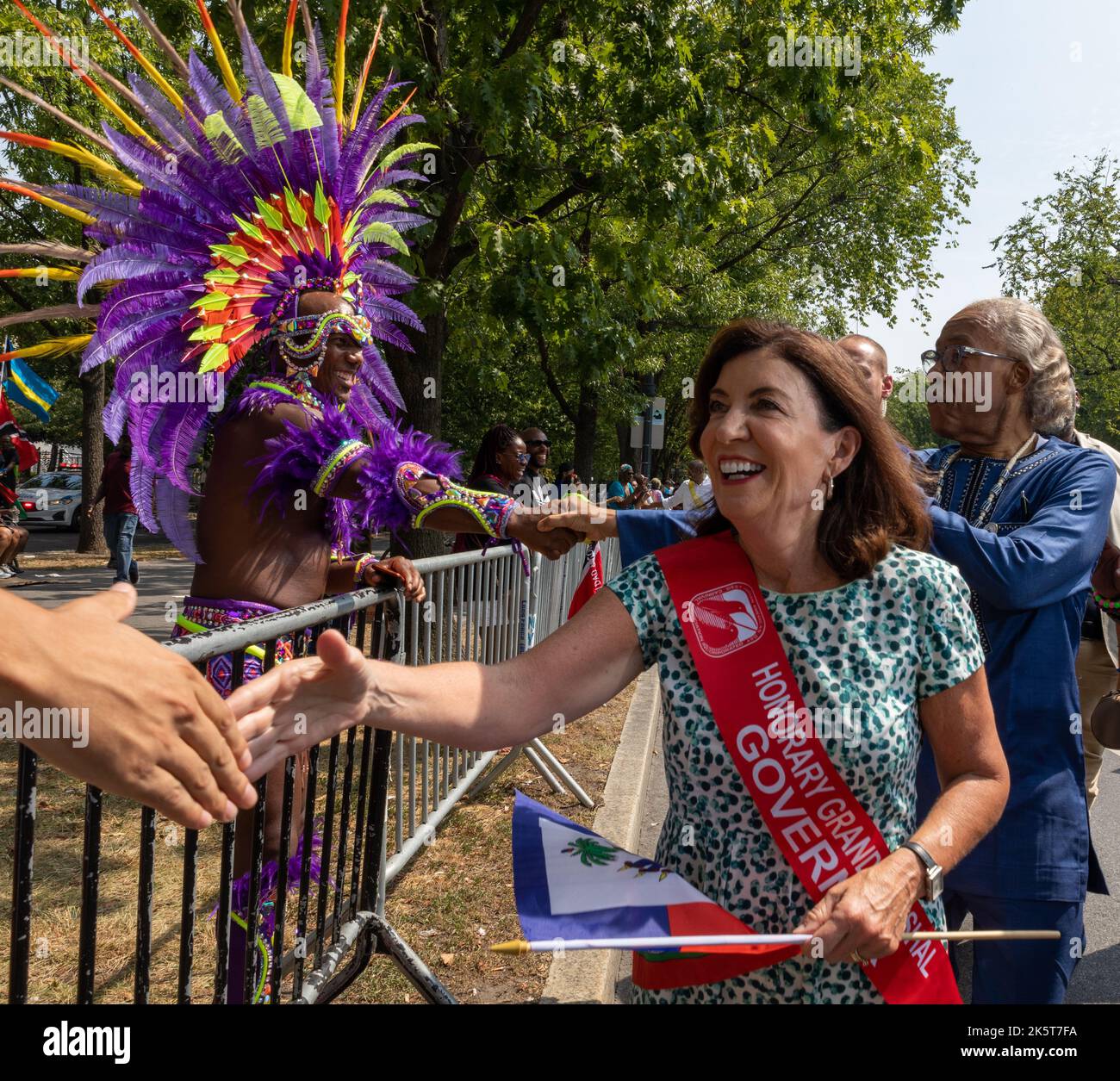 A closeup of Governor Kathy Hochul and Al Sharpton at the West Indian ...