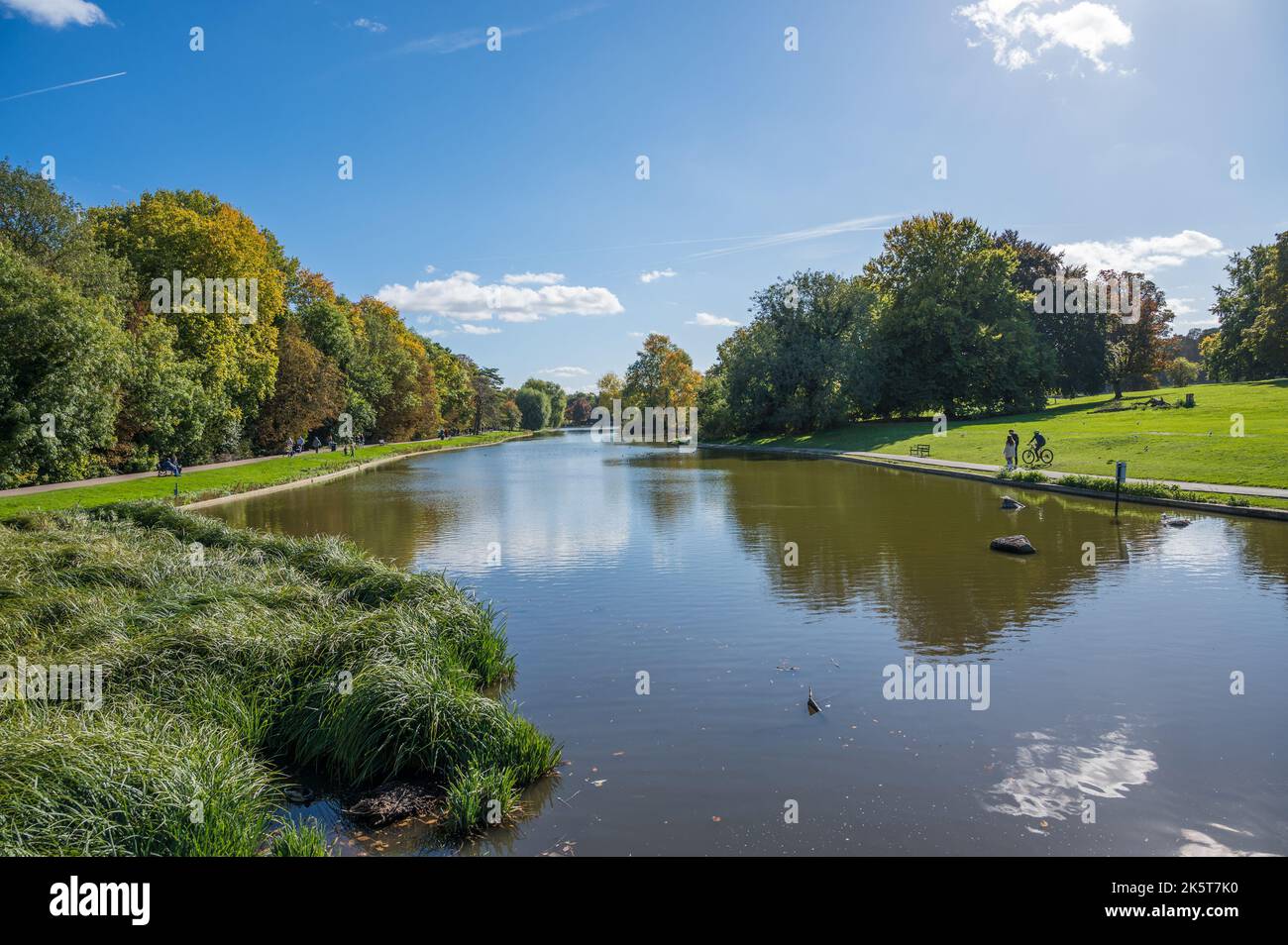 The ornamental lake in Verulamium Park. The park is named after the ...
