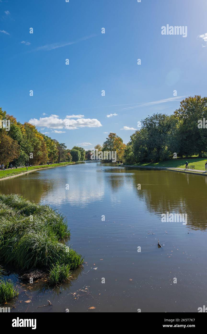 The ornamental lake in Verulamium Park. The park is named after the ...