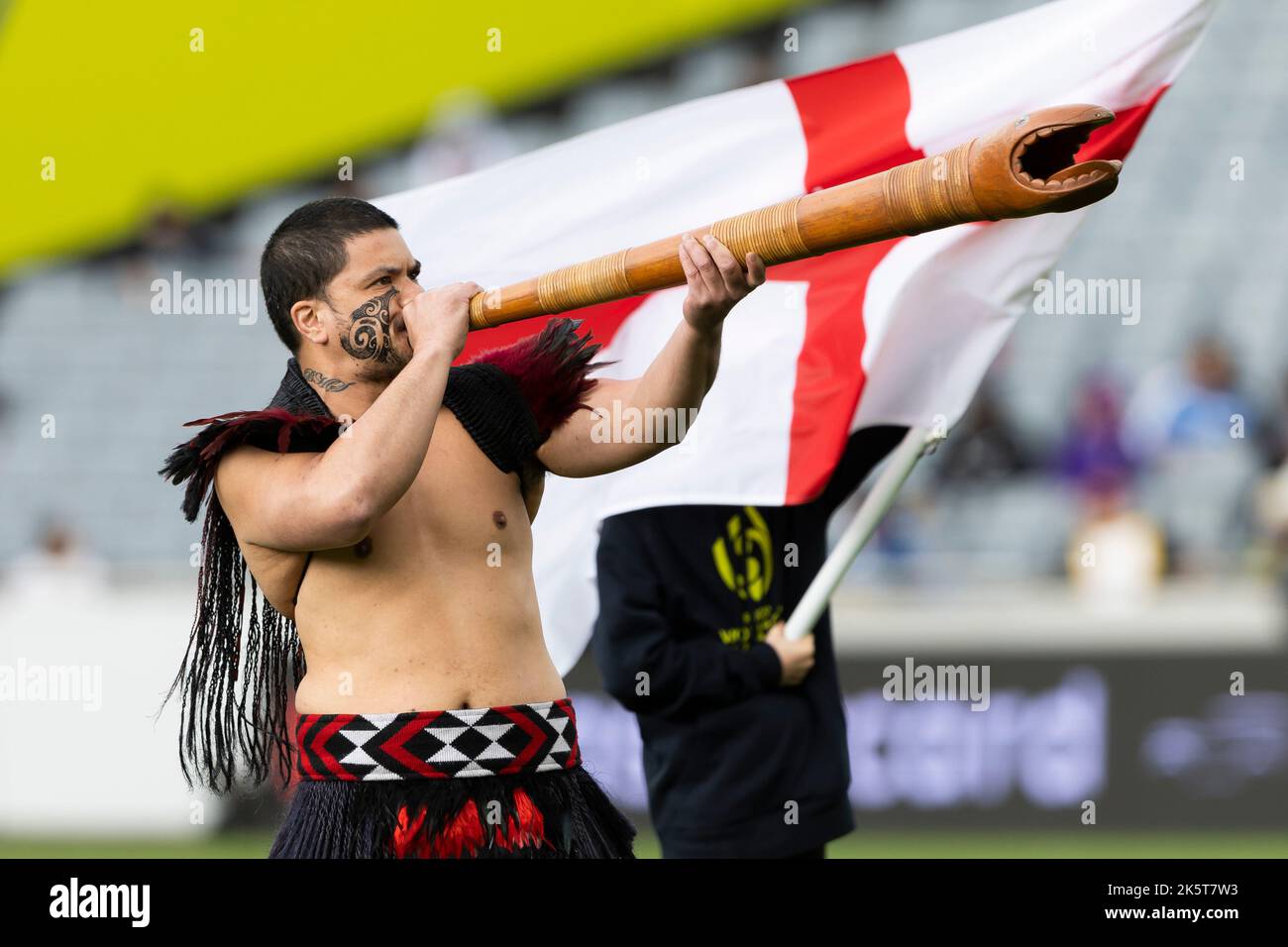 Maori warrior calls the teams to field before the Women's Rugby World ...
