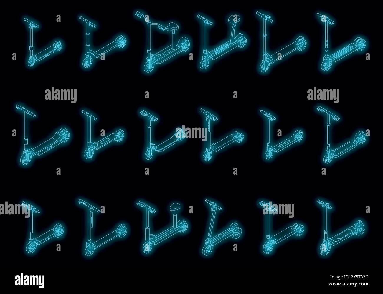 Electric scooter icons set. Isometric set of electric scooter vector ...