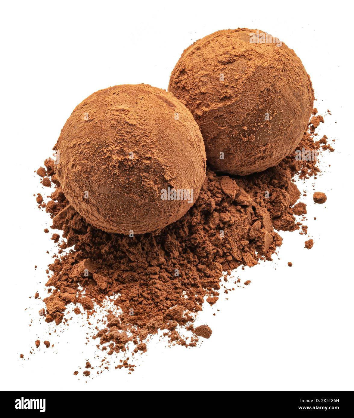 Chocolate truffles with cocoa powder isolated on white background Stock ...