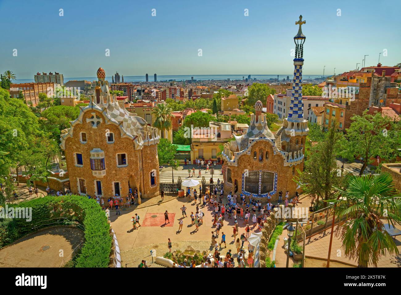Park Guell, the Gaudi created design park in Barcelona, Spain Stock ...