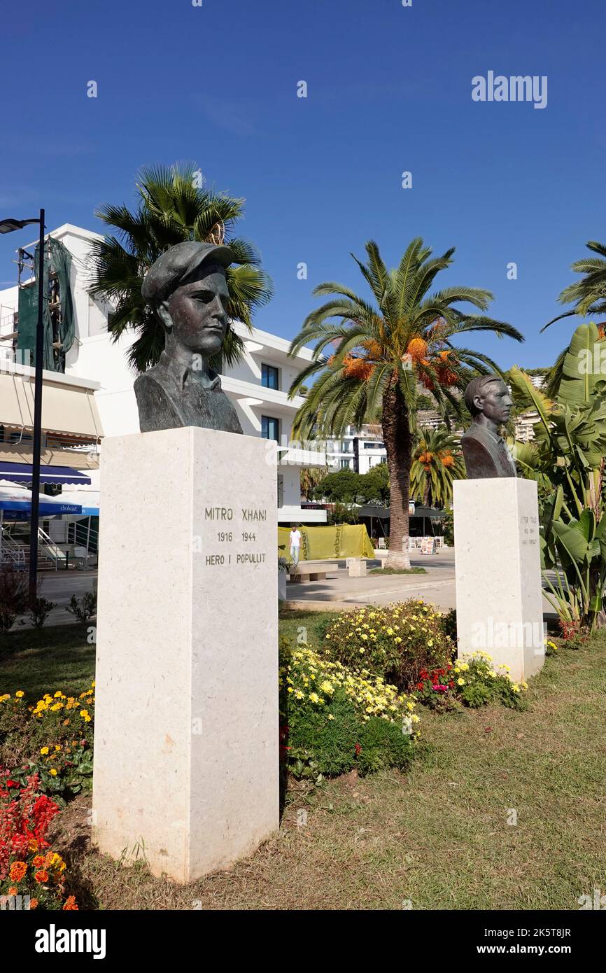 Busts of Lefter Talo and Mitro Xhani, Saranda, Republic of Albania ...