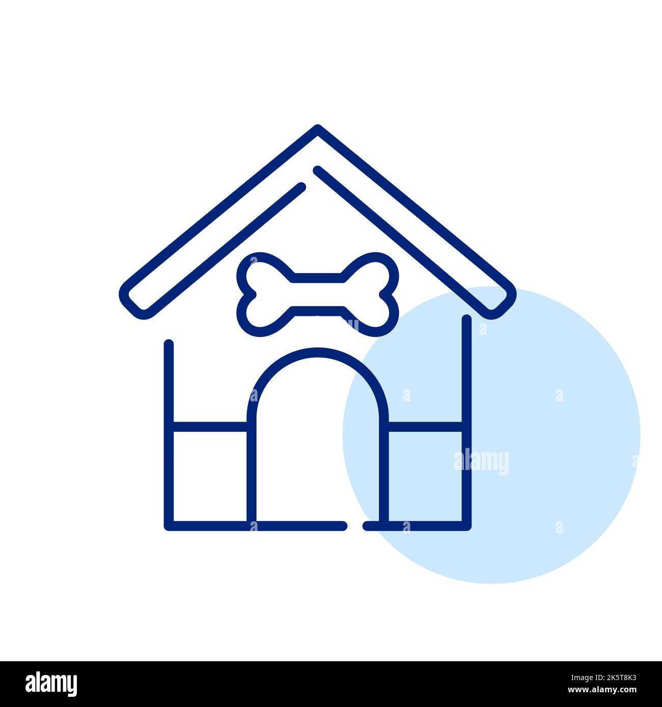 Cute pet house. Dog booth with bone over entrance. Pixel perfect ...