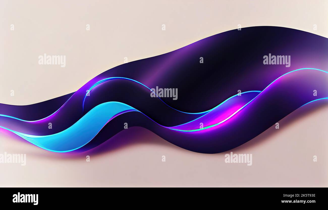 An abstractly shaped illustration of wavy lines in purple and blue ...