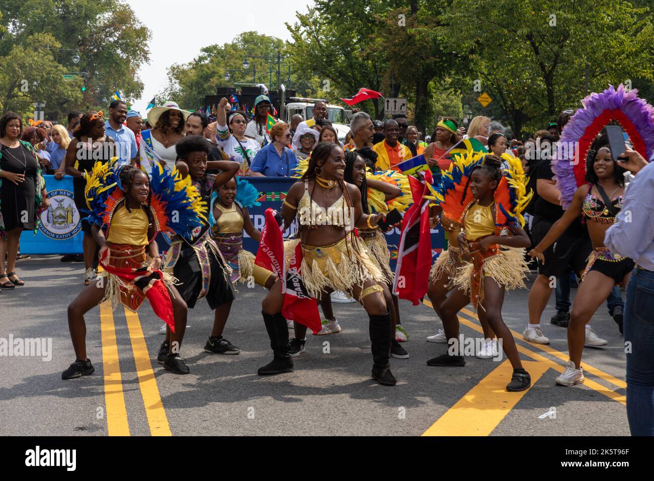 The people dancing at the West Indian Day Parade Carnival in Brooklyn ...