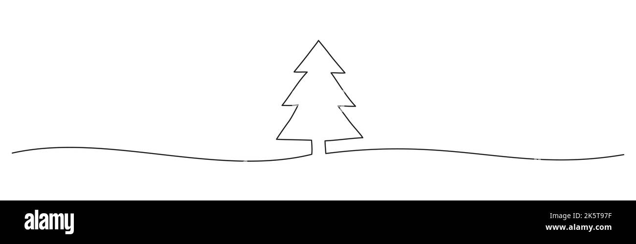 Tangled grungy scribble Christmas Pine Tree hand drawn with thin line ...