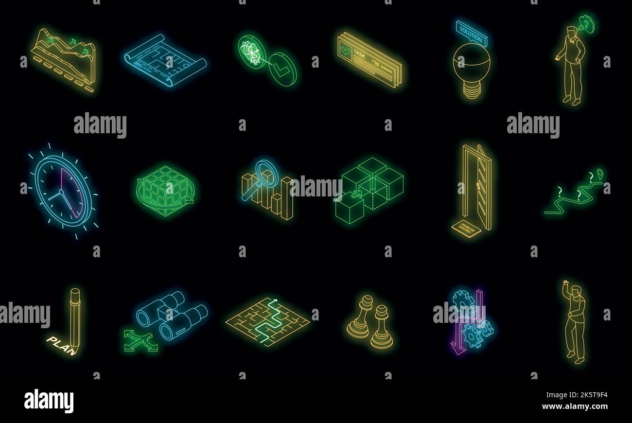 Problem solving icons set. Isometric set of problem solving vector ...