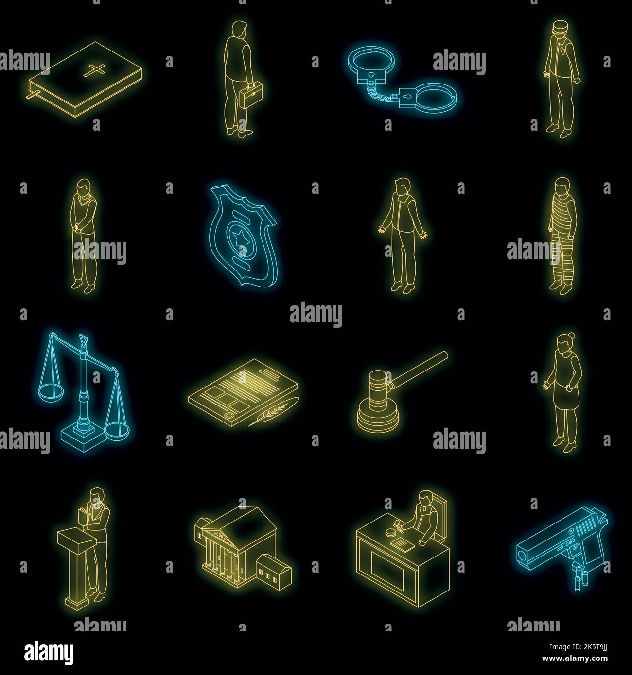 Criminal justice icons set. Isometric set of criminal justice vector ...